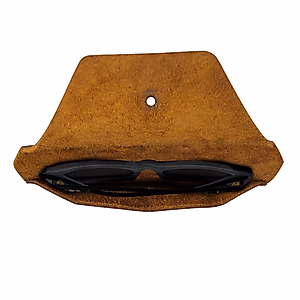 Hide & Drink, Sunglasses Minimalist Sleeve Case Protector, Eyewear Pouch, Great for Outdoors & Traveling, Full Grain Leather, Handmade, Bourbon Brown