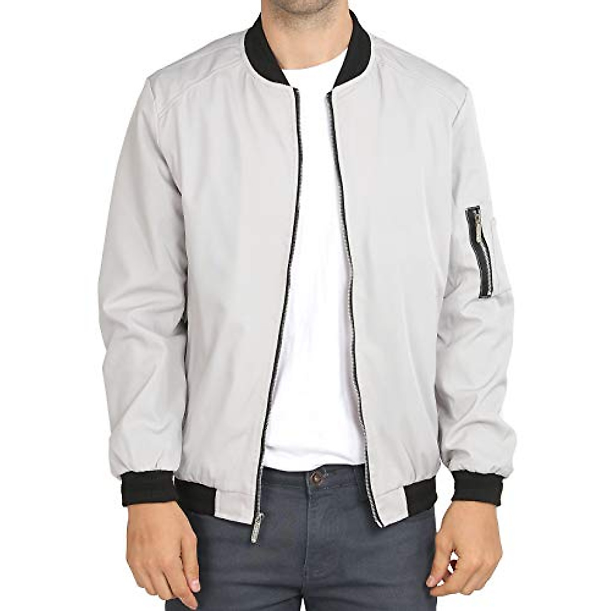 WULFUL Mens Casual Lightweight Jacket Softshell Flight Bomber Jacket Varsity Windbreaker