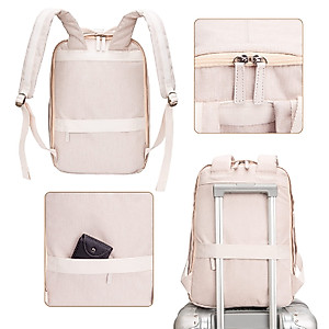 Hp hope Light Durable Smart Travel Backpack for Women Anti Theft RFID Work Backpack with USB Port & Wet Pocket TSA 15.6 Inch Laptop Backpack College School Bookbag (Beige)