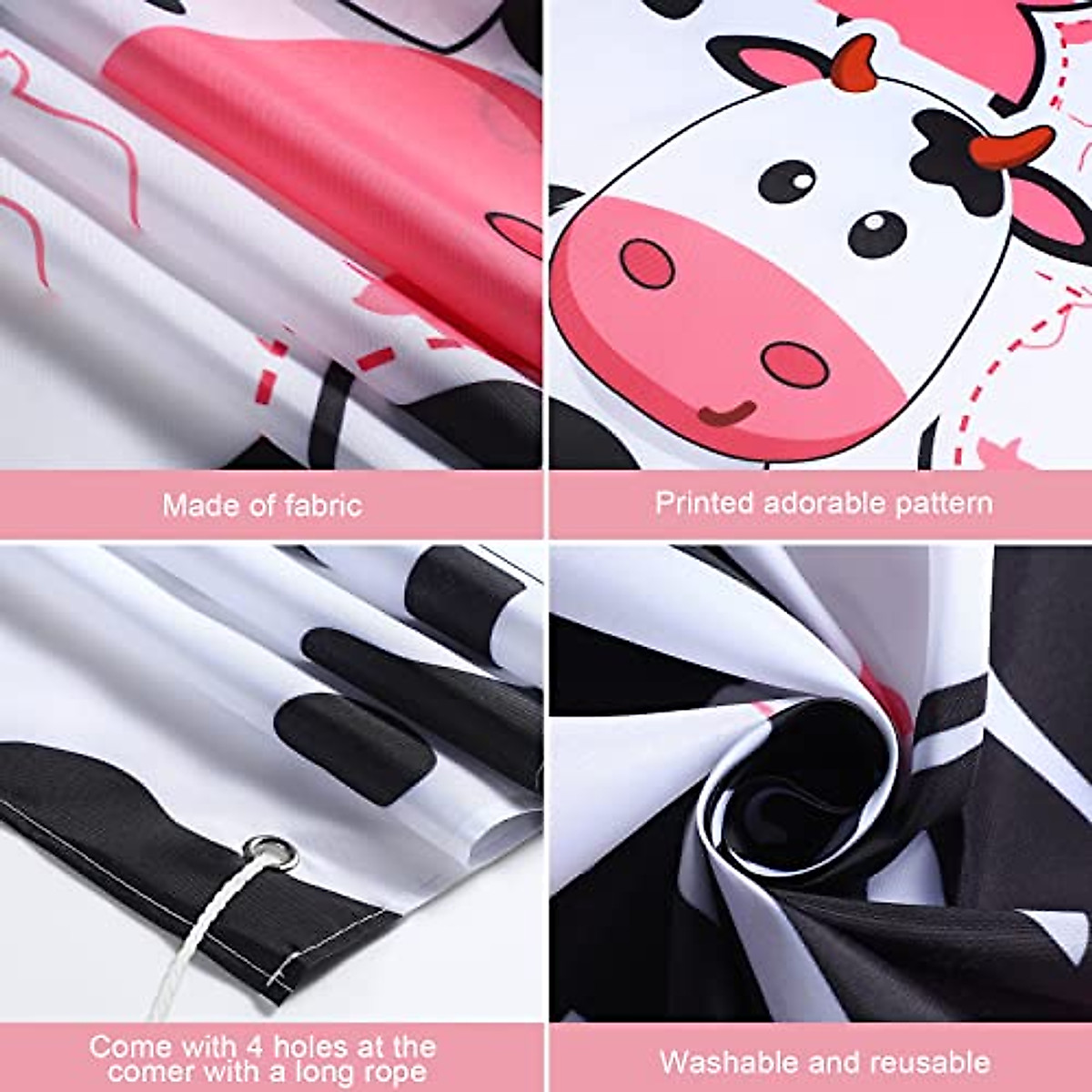 Cow Birthday Party Supplies Funny Cow Party Decorations Backdrop Cow Themed Birthday Banner Happy Birthday Photography Background for Farm Birthday Party Farm Animal Theme Party Favors, 71 x 43 Inch