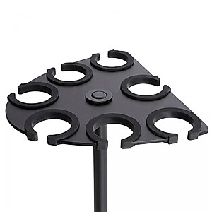 On Stage Round Base Microphone Stand, Black + Mic Holder + Mic Extension Attachment Bar + Strapeez - Top Value Microphone Accessory Kit