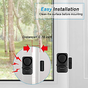 WSDCAM Window and Door Alarms for Home Security, 110dB Magnetic Sensor Alarm, Pool Door Alarm for Kids Safety, 4-in-1 Mode Small Wireless Window Alarms 4 Pack - Black