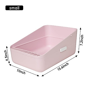 Sfozstra Open Prevent Sand Leakage, Durable High Side Sifting Litter Box for Small Cats,Secure and Odor , Removable Litter Box, Easy to Clean (Pink Small)