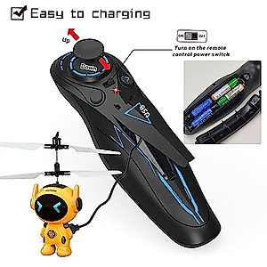 Ynybusi Flying Ball RC Toys,Built-in LED RC Robot Drone Remote Control Helicopter Indoor Outdoor Games Toys for Kids Boys Girls 6 7 8 9 10 Year Old Birthday (Yellow)