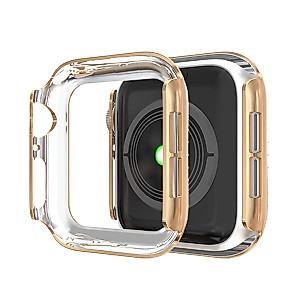 [5-Pack] Protector Case Compatible with Apple Watch Series 3 Series 2 Series 1 38mm Cover, Double Row Bling Crystal Diamonds Protective Cover PC Plated Bumper Frame Accessories (5 Colors, 38mm)