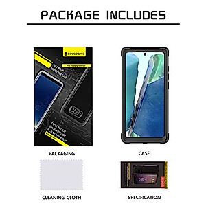 seacosmo Note 20 Case 5G, [Shock Absorption] Full-Body Protective Clear case with Built-in Screen Protector, Dual Layer Bumper Cover Hybrid Phone Case for Samsung Galaxy Note20, Black