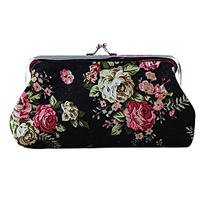 Wallet,toraway Lady Vintage Flower Mini Coin Purse Wallet Clutch bag (Black #1)