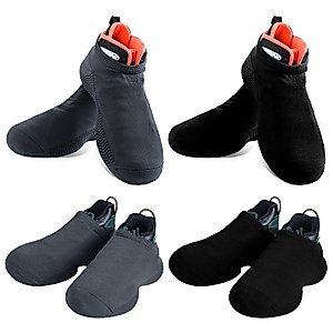 SATINIOR 4 Pairs Dance Shoe Socks Over Sneaker for Smooth Floors Carpet Floor for Dance Dancing Shoe Sliders Ballet Dancers Turning Socks for Turns on Wood Floors (Black, Grey)