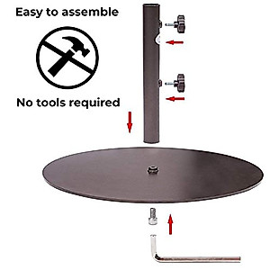 Abba Patio 55 lb Patio Umbrella Base Heavy Duty Round 28 inch Diameter Steel Outdoor Market Umbrella Base Stand for Deck, Lawn, Garden, Pool, Brown