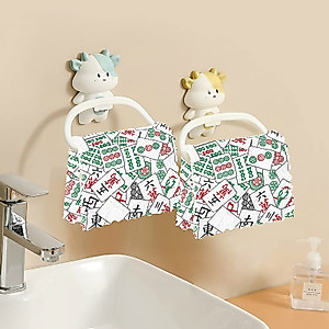 KLL Mahjong Kitchen Dishcloths Set of 6 Cleaning Towels for Drying Dishes Scrubbing Wash Cloth for Sink Cooking Baking Table 11 x 11 in