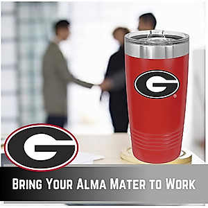 University of Georgia Bulldogs 20oz Stainless Steel Double Walled Red Beverage Bottle with Acrylic Lid - College Gear for Playoff Season – For Office, Home or Auto – Show your Bulldog Pride