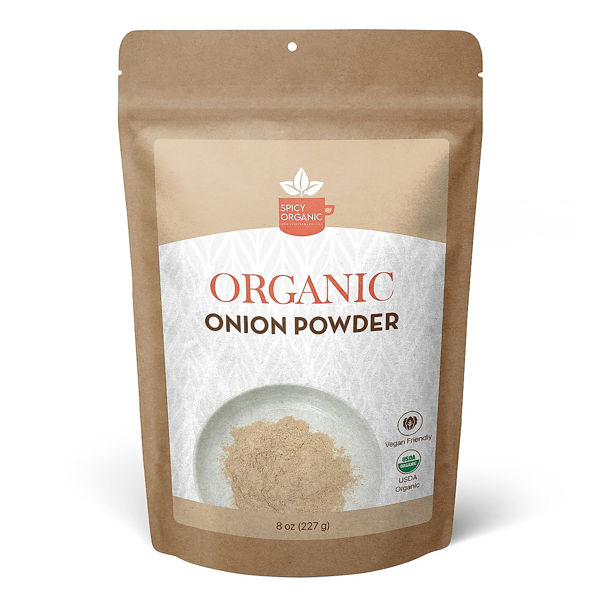 SPICY ORGANIC Onion Powder – 8 oz. – Certified USDA Organic - Non-GMO - White Onion Powder Seasoning for Dressings, Dips, Casseroles, Meat, Poultry, Baking, Sauces, Gravies, and Flavoring for Snacks