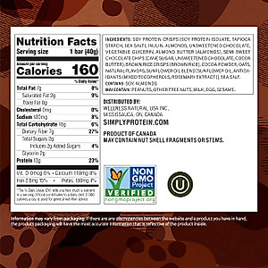 Simply Protein - Dark Chocolate Almond Crispy Bars - Plant Based Protein Bars - Low Carb, Low Sugar, High Fiber - 13g Protein, 2g Sugar, 7g Fiber - Vegan, Gluten Free, Non GMO, Kosher - 12 Bars