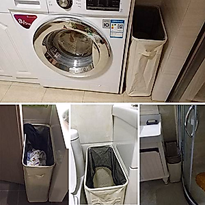 Mziart 22" Rolling Laundry Baskets on Wheels, Collapsible Slim Laundry Hamper Canvas Flexible Laundry Bag Storage Bin Organizer Dirty Clothes Sorter for Laundry Room Organization and Storage (Grey)