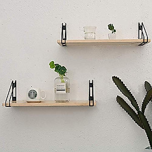 PIBM Stylish Simplicity Shelf Wall Mounted Floating Rack Shelves Solid Wood Metal Bracket Bookshelf Simple Modern Living Room Clothing Store Coffee Shop,5 Sizes, a ,