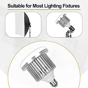 Emart Professional Photography Remote Control LED Light Bulb, Adjustable Color Temperature 3000k to 5500k Lighting Photo Studio Lamp with 3 Light Modes and 10 Brightness Levels - 2 pcs