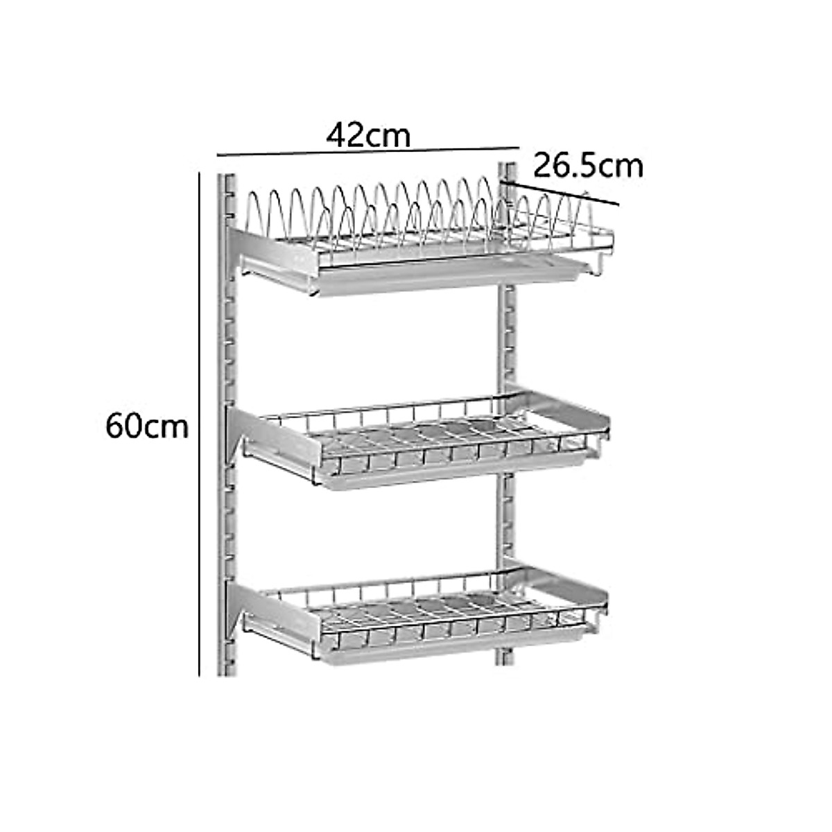 FEHUN Sinks,Kitchen Wall-Mounted Stainless Steel Drain Rack with Drain Pan,Storage Rack