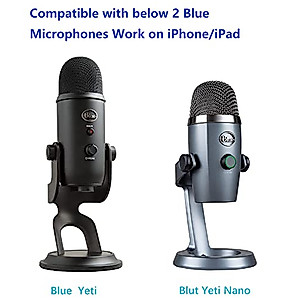 Compatible with iOS to Mini USB OTG Cable for Blue Yeti Microphones, Yeti Nano, 8 Pin Cord for iPhone 14 Pro Max, Plus, 13/12/11/Xs/Xr/8/7, Blue Yeti Cable to iPhone, USB Camera Kit Adapter