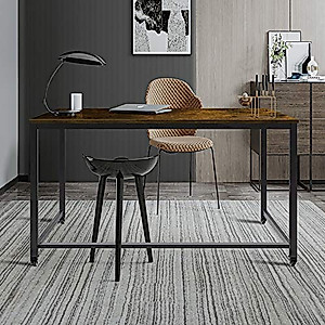 Coral Flower Computer Desk Writing Table Workstation with Durable Scratch-resistant Laminate Surface and Metal Frame, Brown