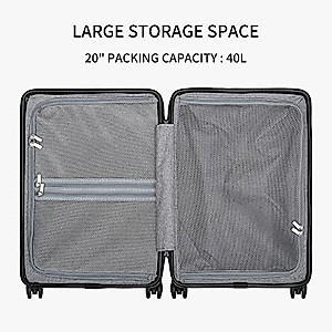 LEVEL8 Hard Shell Carry on Luggage Airline Approved, Carry on Suitcases with Wheels, Lightweight PC Luminous Textured Travel Luggage, TSA Approved, 20 Inch Small Carry-On, Black