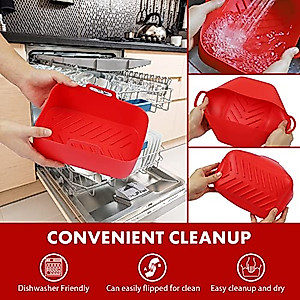 Air Fryer Silicone Liners-2Pcs Air Fryer Silicone Pot Reusable Silicone Air Fryer Liners Food Safe Non Stick Air Fryer Basket Accessories Replacement Baking Tray for Ninja Dual Dz201 Dualzone