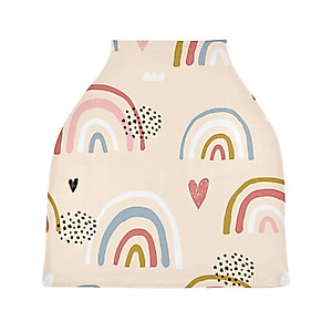 Nursing Cover Breastfeeding Scarf Colorful Rainbows and Hearts - Baby Car Seat Covers, Stroller Cover, Carseat Canopy (0na7c)