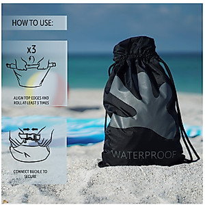 geckobrands Drawstring Waterproof Backpack, Hunter Green/Yellow - Lightweight Bag for Hiking and Light Water Activities