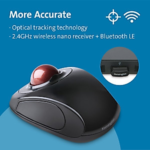 Kensington Orbit Wireless Trackball Mouse with Touch Scroll Ring (K72352US),Black