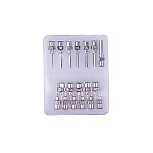 Huaha 18-Pack Metal Dispensing Needle - Stainless Steel Blunt Tip Luer Lock Set
