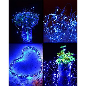 Twinkle Star 2 Pack Outdoor Solar String Lights, Total 80 FT 240 LED Solar Fairy Lights Outside Waterproof 8 Modes, Christmas Tree Light for Patio Garden Party Backyard Wedding Decor Blue