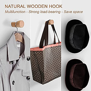 JOOPSHEE 8 Pack Wood Wall Hooks, Coat Hooks for Wall Mounted Extended Wooden Pegs, Rustic Wall Coat Rack Hat Hooks Robe Hook- Bathroom Cloest Entryway Wall Hangers Heavy Duty Hooks