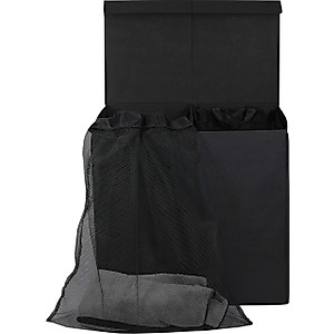 SimpleHouseware Double Laundry Hamper with Lid and Removable Laundry Bags, Black