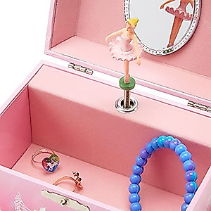 Jewelkeeper Girl's Musical Jewelry Storage Box with Spinning Ballerina, Pink Design, Swan Lake Tune