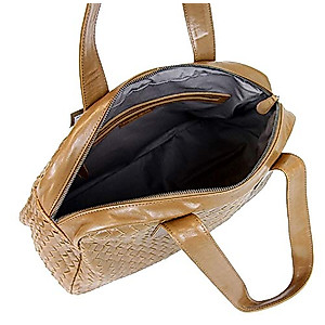 Bottega Veneta Women's Brown Leather Woven Dome Boston Bag