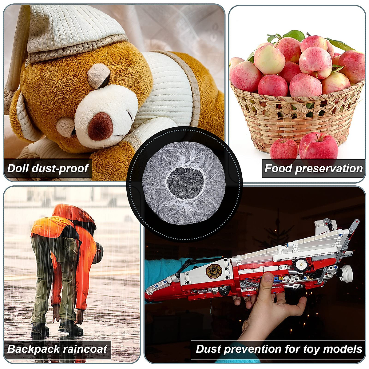 50 Pieces Lengthen Disposable Shower Caps Waterproof Clear Elastic Bath Hair Caps for Women Big, Thick, Long Hair, Locs, Braids, for Portable Travel, Spa, Home Use, Hotel, Salon, Individually Wrapped