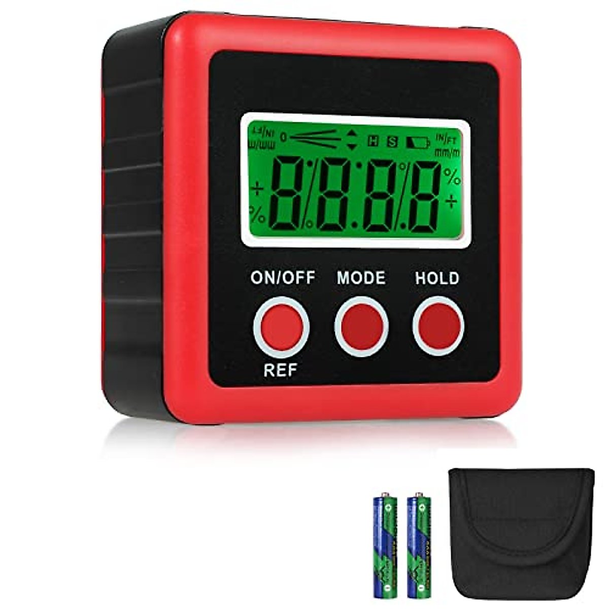 JUSTOOL Digital Angle Gauge Digital Inclinometer Level Box LCD Backlight Angle Finder Tool with Data Hold and Magnet Base Backlight for Carpentry, Building, Masonry, and Automobile