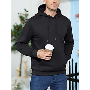 MAGCOMSEN Mens Sweatshirts Hoodies Athletic Hoodie Casual Sweatshirts Pullover Plain Blank Cotton Sweatshirts Black XL