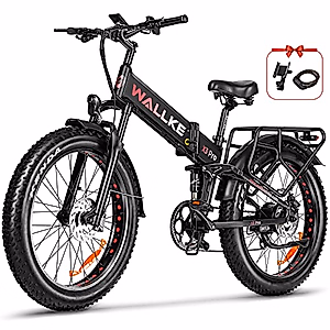 Wallke X3 Pro Electric Bike Adults Folding 750W Fat Tire 32MPH eBike 20AH 48V Samsung Lithium Battery Cells 26 Inch Mountain Electric Bicycle Full Suspension Shimano 8 Speed(Black)