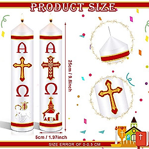2 Pcs Easter Paschal Candle Cirios Religious Catolicos Candle Baptism Prayer Religious Candles Alpha Cross Week Candle Easter Decoration