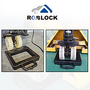 ROBLOCK Rubber Pallet Jack Chock Heavy Duty Wheel Chock, Pallet Jack Stopper for Truck 14.2" Length x 11.2" Width x 2" Height (1 Pack, Black)