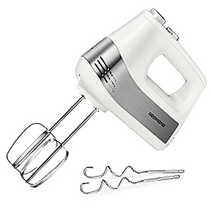 Hand Mixer Electric, REDMOND Hand Held Mixer with Turbo Function, Stainless Steel 5-Speed Kitchen Mixer for Whipping, Mixing Cookies, Cakes, Dough Batters, Cream