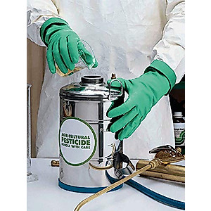 SHOWA 730 Nitrile Cotton Flock-lined Chemical Resistant Glove, Large (Pack of 12 Pairs),Light Green