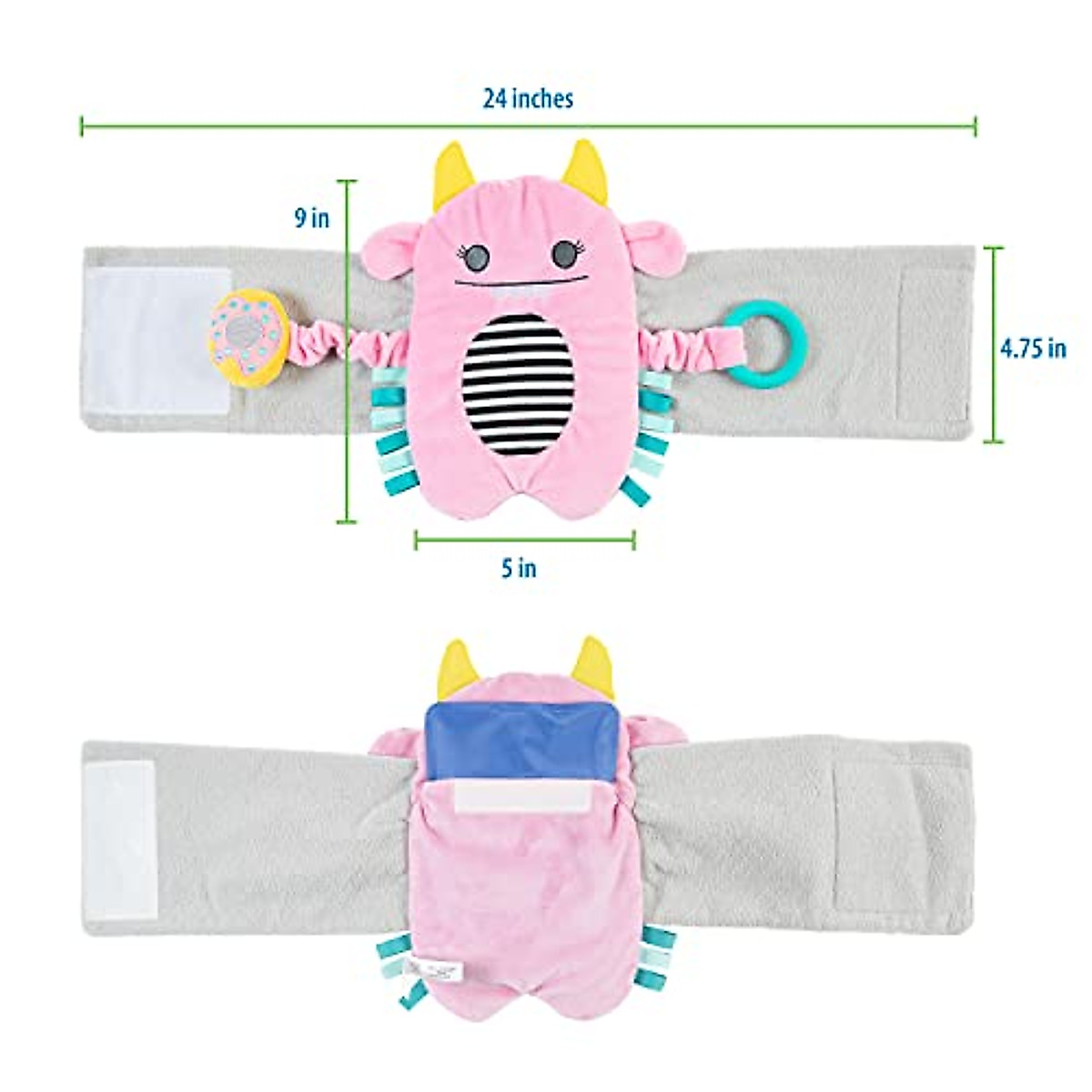 Dr. Brown’s Gripebelt for Colic Relief, Heated Tummy Wrap, Baby Swaddling Belt for Gas Relief, Natural Relief for Upset Stomach in Babies and Toddlers, Pink Monster, 3m+