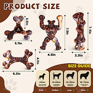 WAGS PET 4 Pack Dog Chew Toys for Aggressive Chewers, Indestructible Dog Toys for Medium Large Breed, Real Bacon Flavor, Tough and Durable Nylon Toy for Better Dental Care