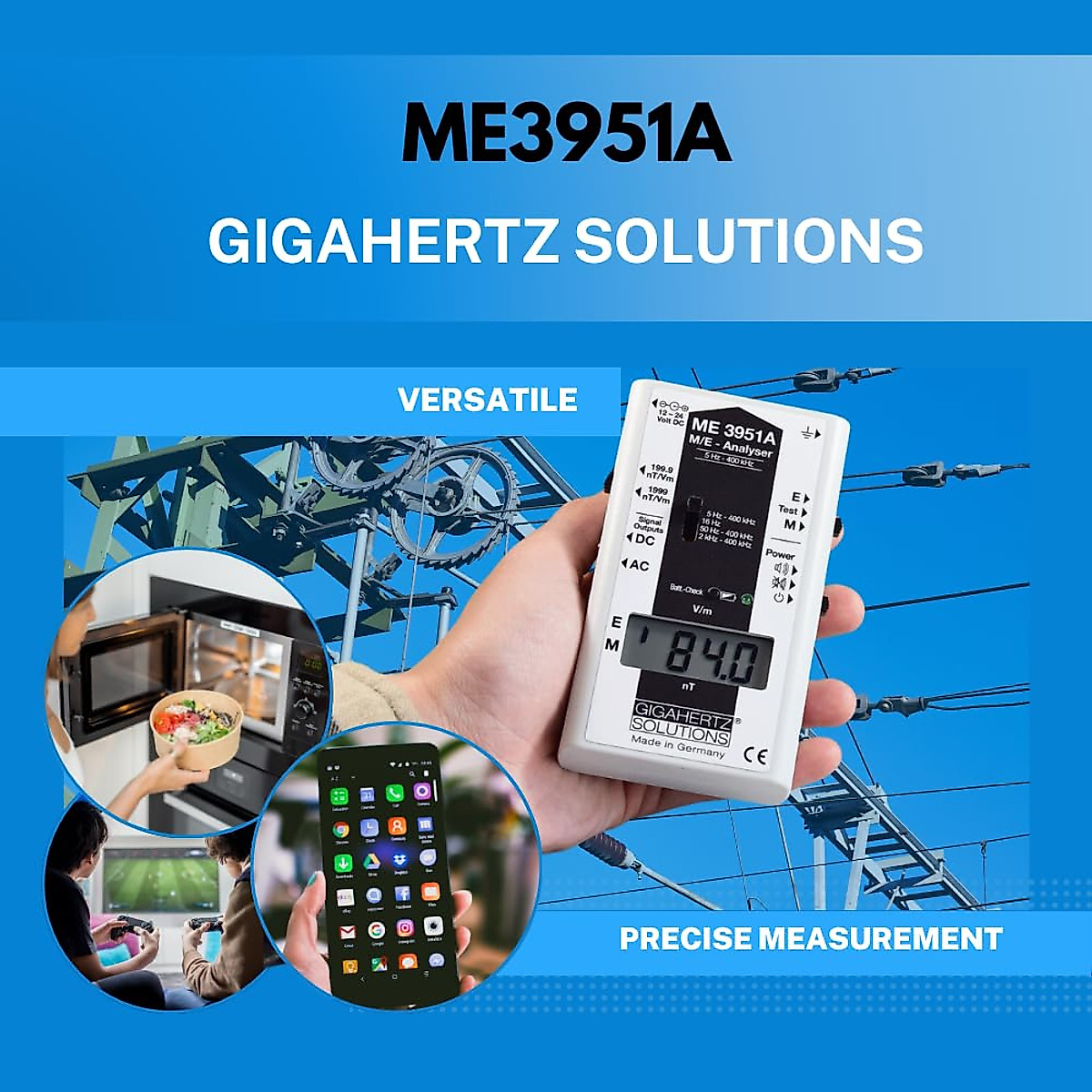 GIGAHERTZ SOLUTIONS ME3951A EMF Meter Kit 5Hz - 400kHz