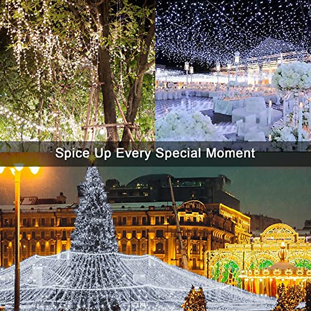 Outdoor Fairy 1080 LED String Lights 364FT - 8 Modes, Remote & Plug-in | Waterproof, Perfect for Christmas, Halloween, Bedroom & Party Decorations (Cool White)