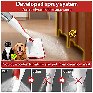 Mops for Floor Cleaning Wet Spray Mop with 14 oz Refillable Bottle and 2 Washable Microfiber Pads Home or Commercial Use Dry Wet Flat Mop for Hardwood Laminate Wood Ceramic