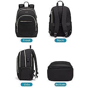 LOVEVOOK Laptop Backpack for Women & Men, 15.6 Inch Anti Theft Travel Backpack with USB Port, Stylish Casual Daypack for College, Large Capacity Teacher Nurse Work Backpack Purse, Black