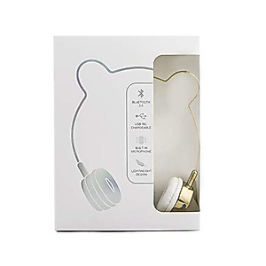 LUX ACCESSORIES Gold Bear Headphones Wire Frame Horns Headset w Microphone