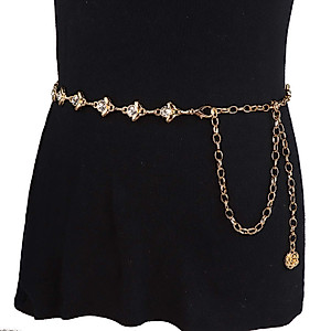 Suyi Gold Chain Belts for Women Rhinestone Waist Chain for Dress Plus Size 135CM Gold